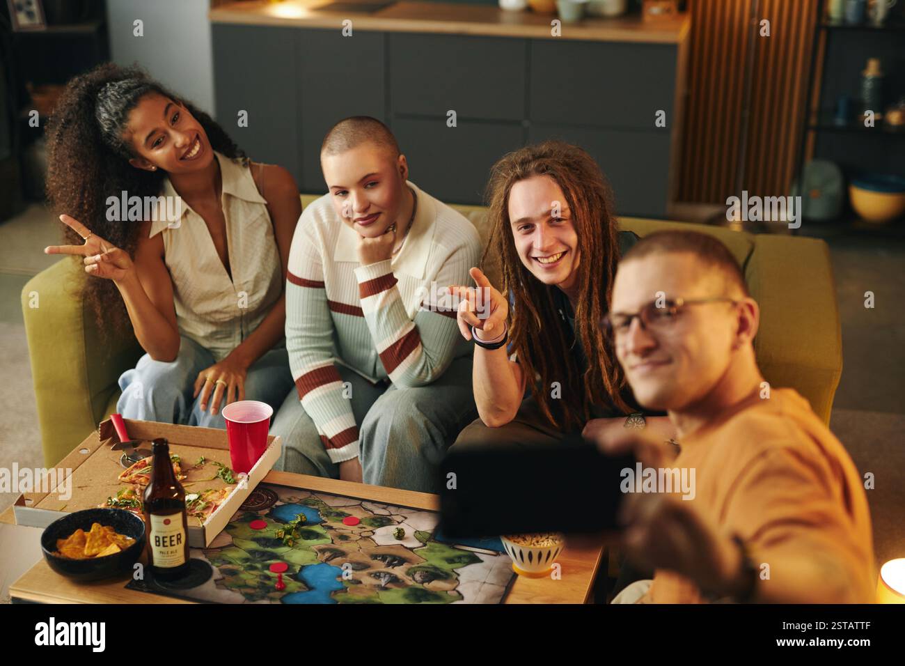 Diverse Group of Friends Playing Board Games Stock Photo - Alamy