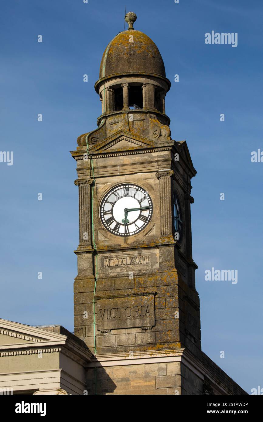 The clocktower of Newport Guildhall, in the county town of Newport on ...