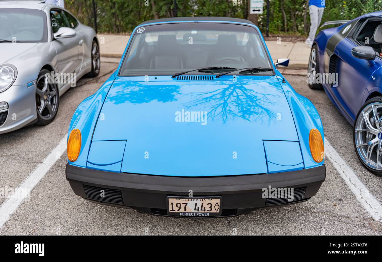 Chicago, Illinois - September 29, 2024: Classic Porsche 914 6 blue ...