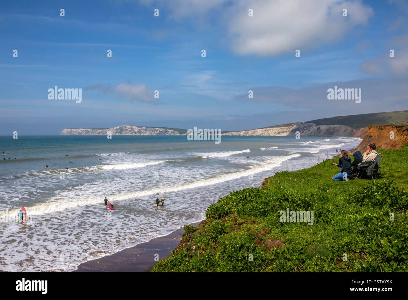 Isle of Wight, UK - May 7th 2023: The beautiful Compton Bay on the Isle ...
