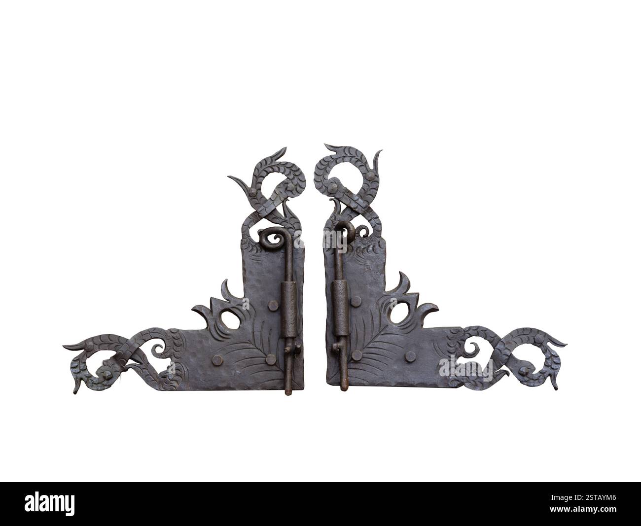 door wrought iron door latches isolated on a white background Stock ...