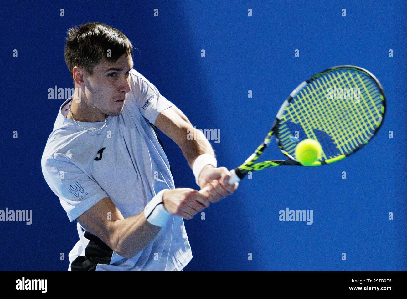 Fabian Marozsan of Hungary during the 2025 Qatar ExxonMobil Open, ATP ...