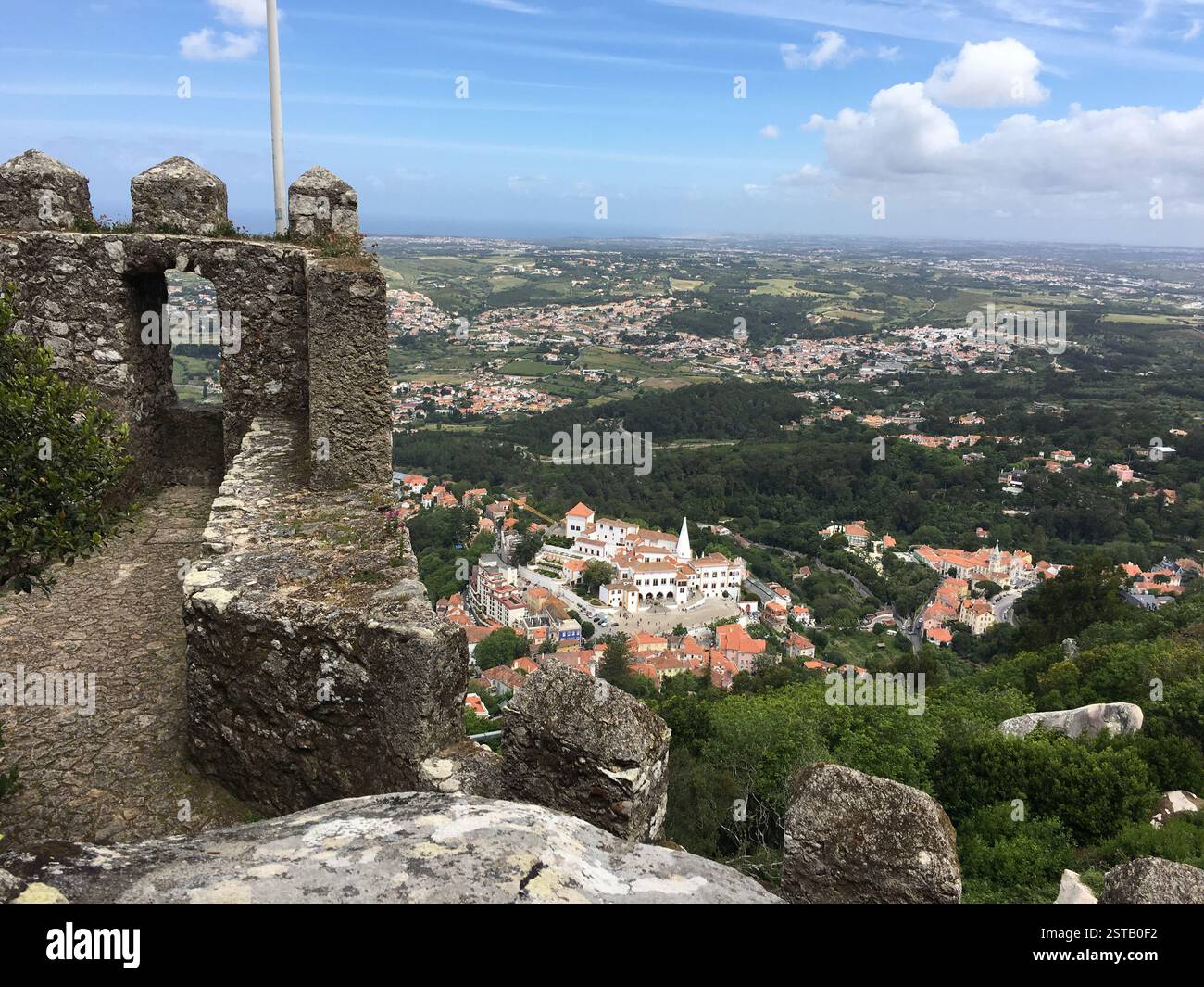 Castle of the Moors, a fortified wall overlooking Sintra National ...
