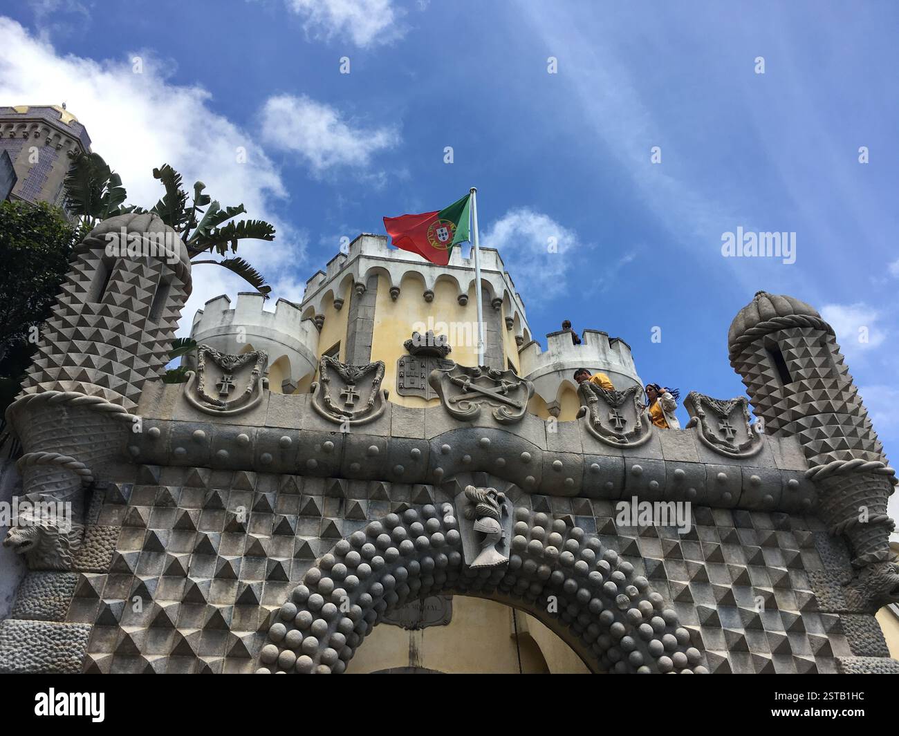 Pena National Palace. Fortress-like structure with ornate details ...