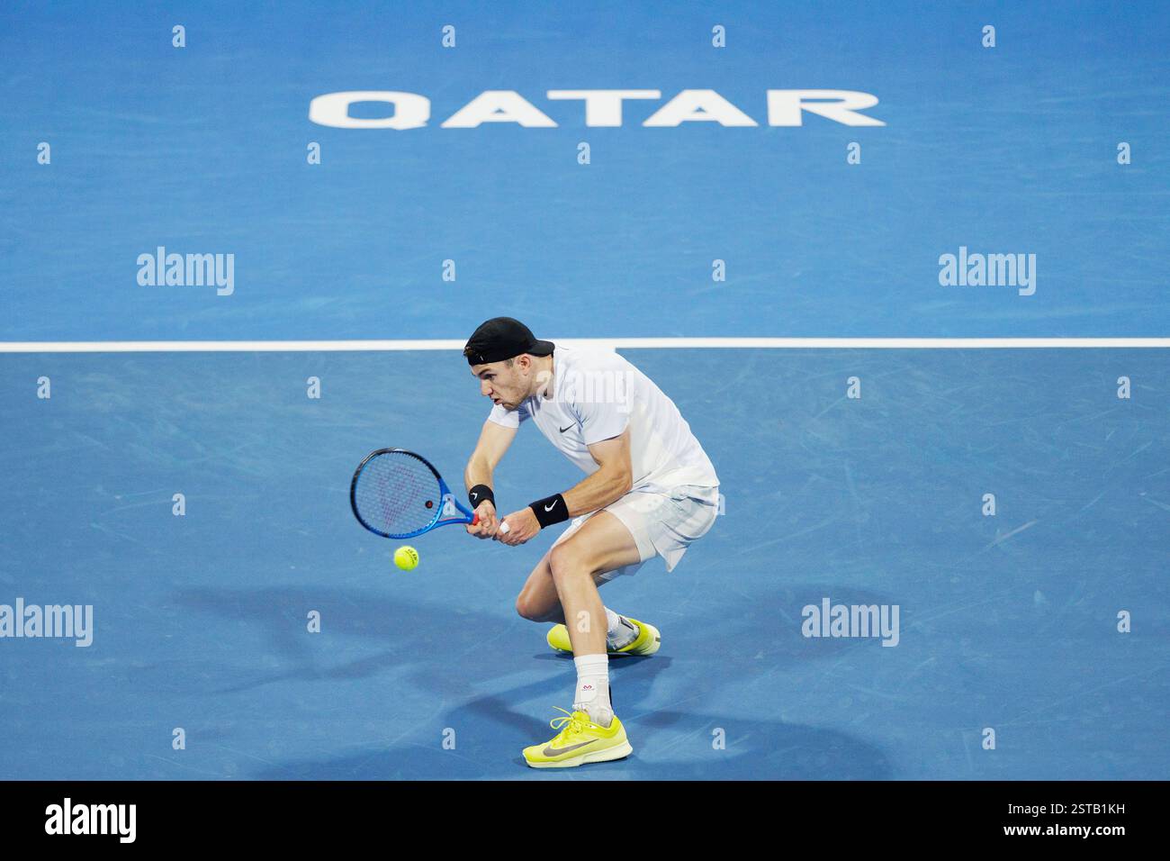 Jack Draper of Great Britain during the 2025 Qatar ExxonMobil Open, ATP ...