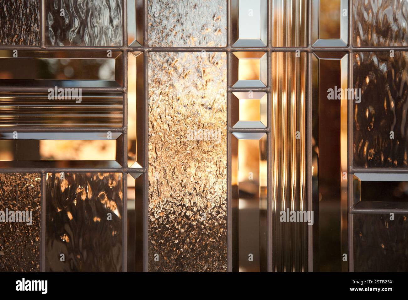 Beautiful Beveled Glass Window with Warm Reflections Stock Photo - Alamy