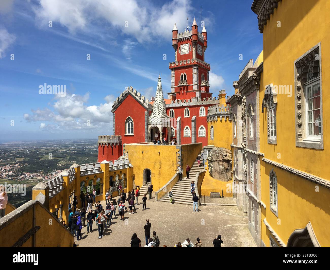 Pena Palace, a vibrant castle perched atop a hill in Sintra, Portugal ...