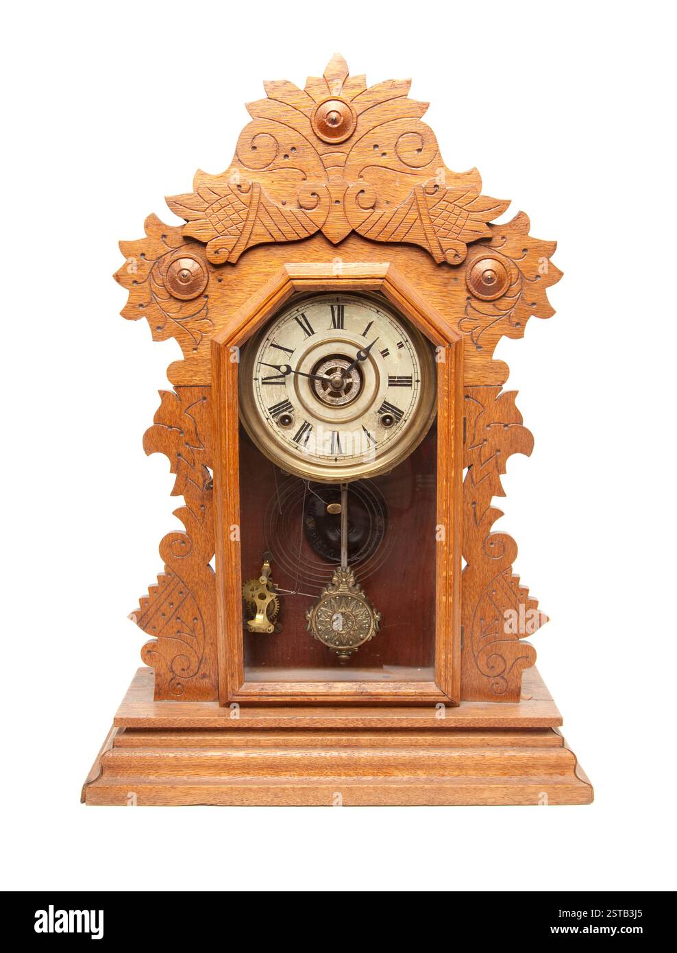 Vintage Antique Clock Isolated on a White Background Stock Photo - Alamy