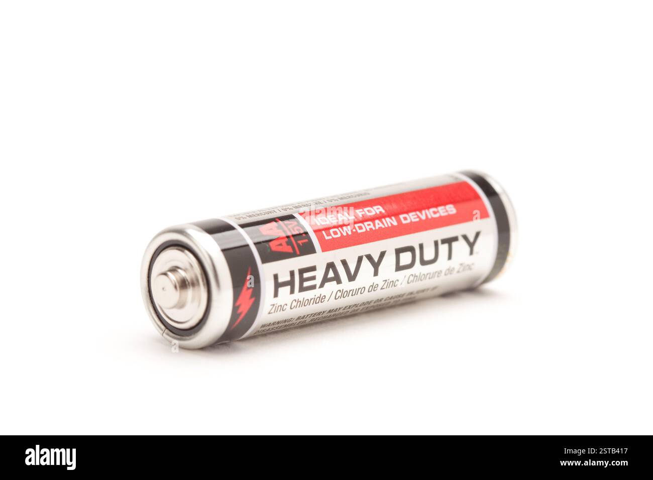 Single Heavy Duty AA Battery Isolated on a White Background Stock Photo ...