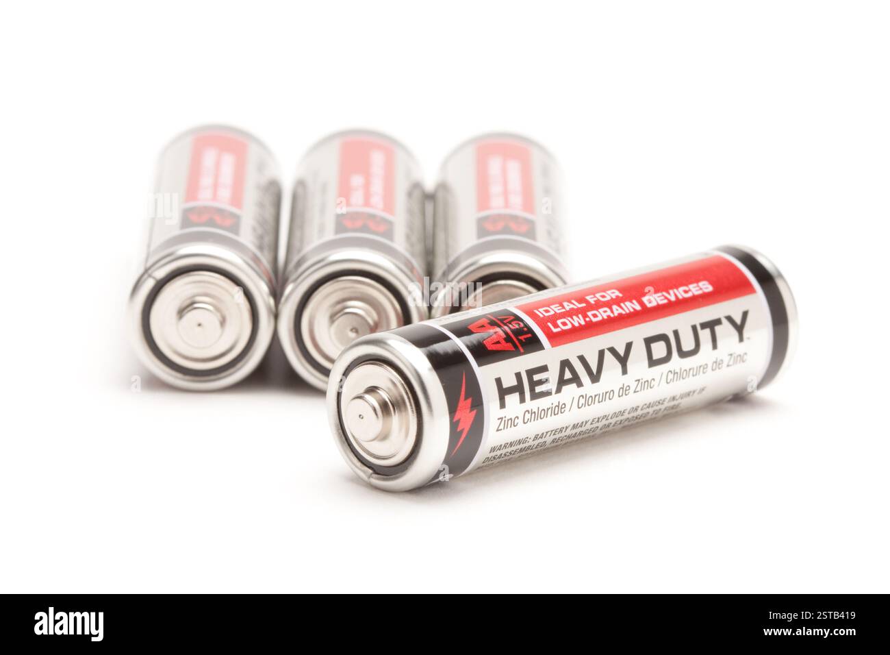 Heavy Duty AA Batteries on a White Background Stock Photo - Alamy