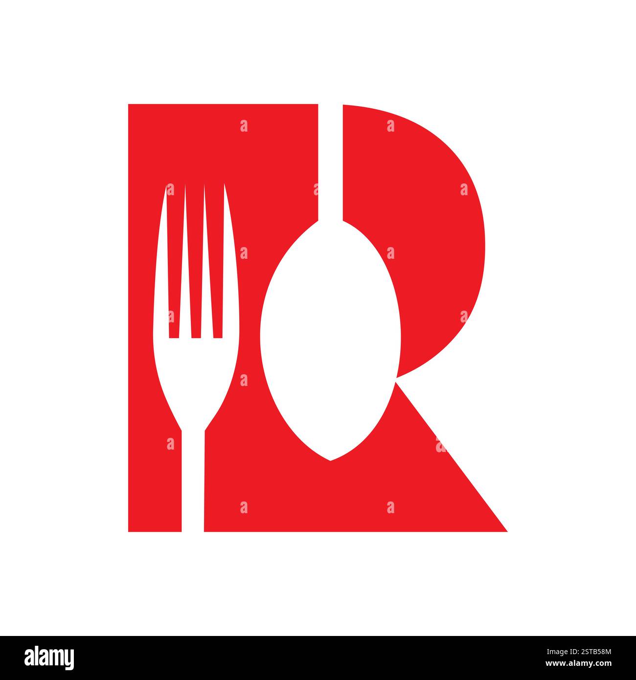 Initial Letter R Restaurant Logo Design Concept With Fork and Spoon ...