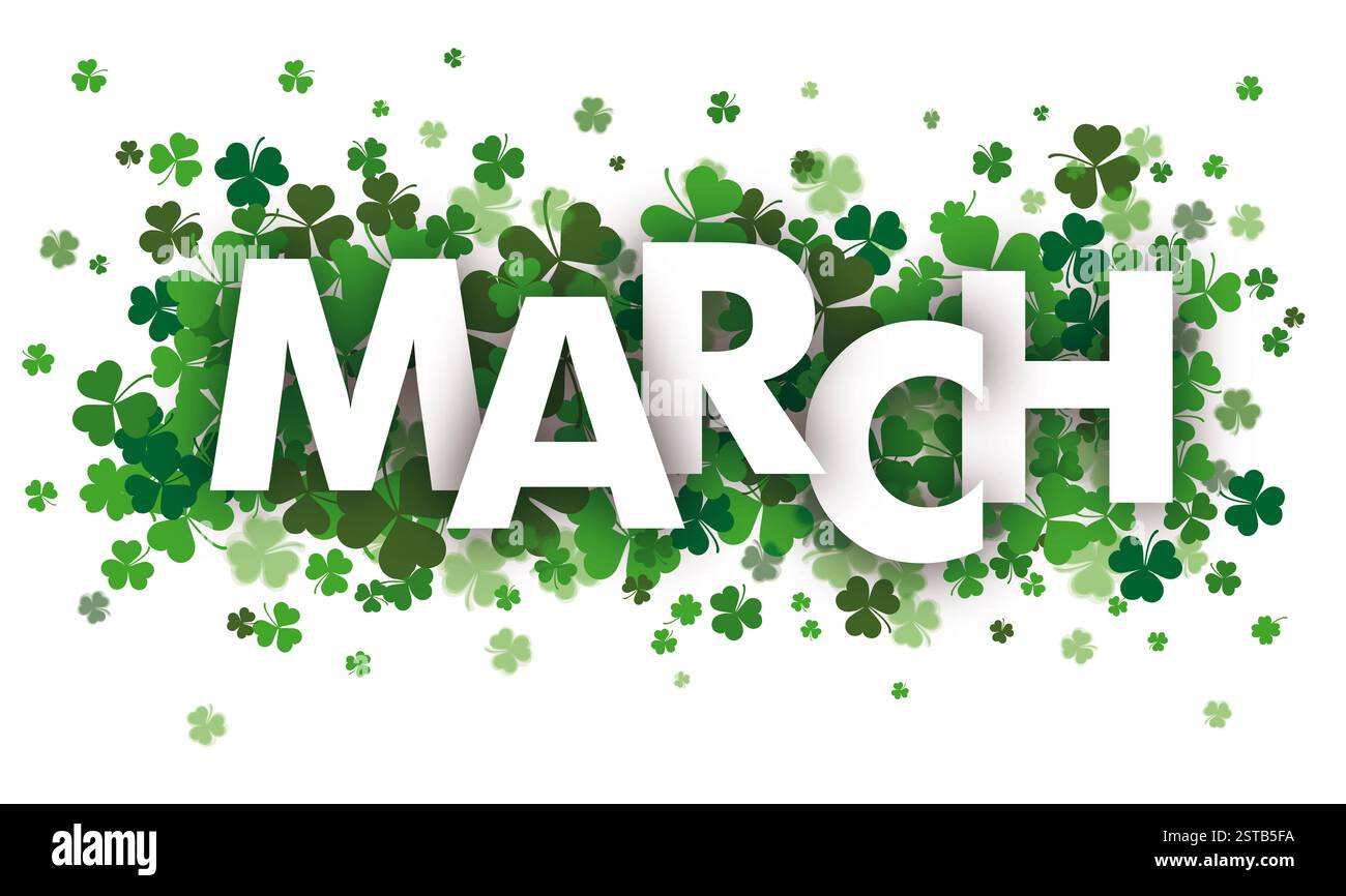 Green Shamrocks March Header Green shamrocks with the white text March ...