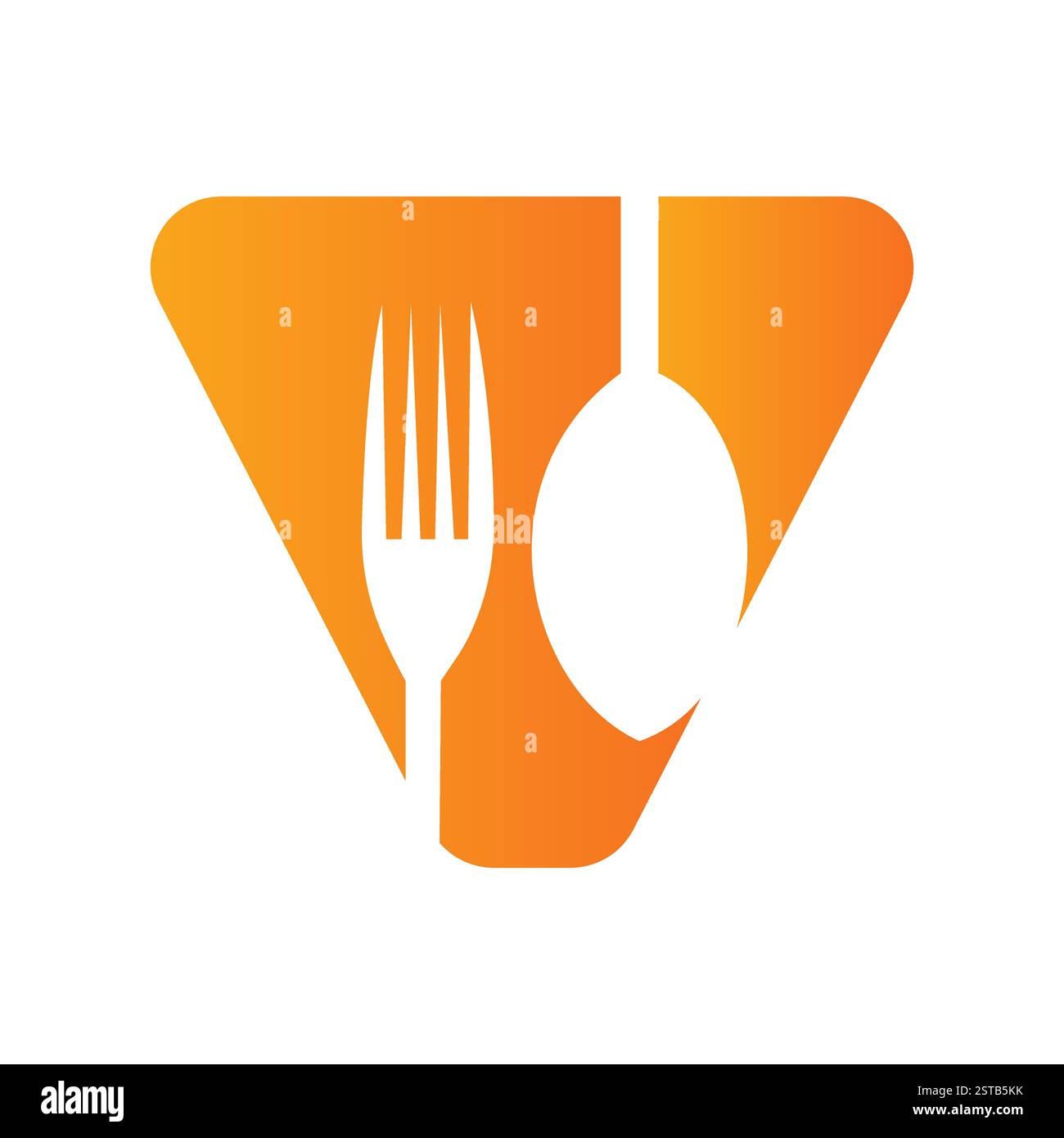 Initial Letter V Restaurant Logo Design Concept With Fork and Spoon ...