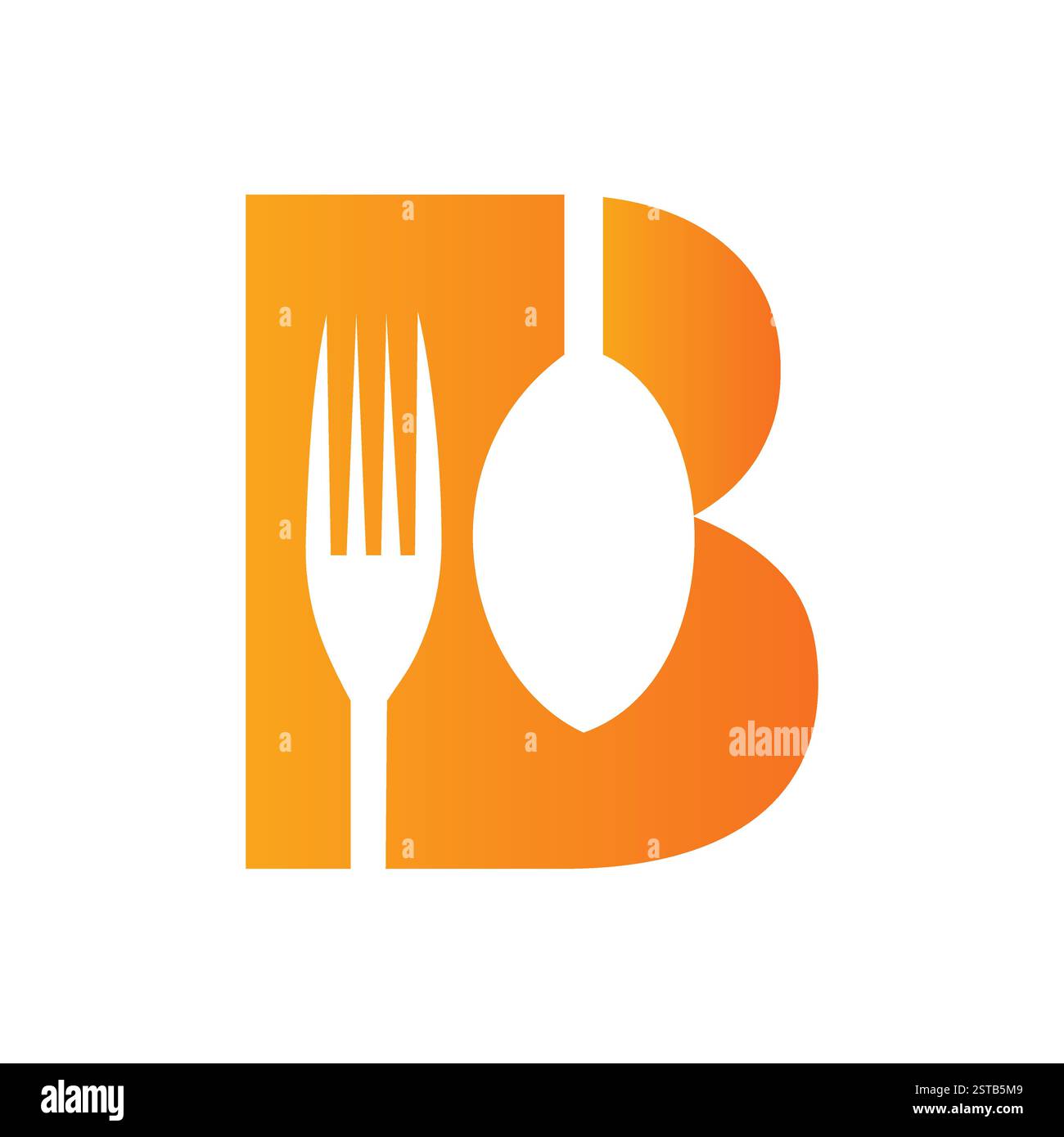 Initial Letter B Restaurant Logo Design Concept With Fork and Spoon ...