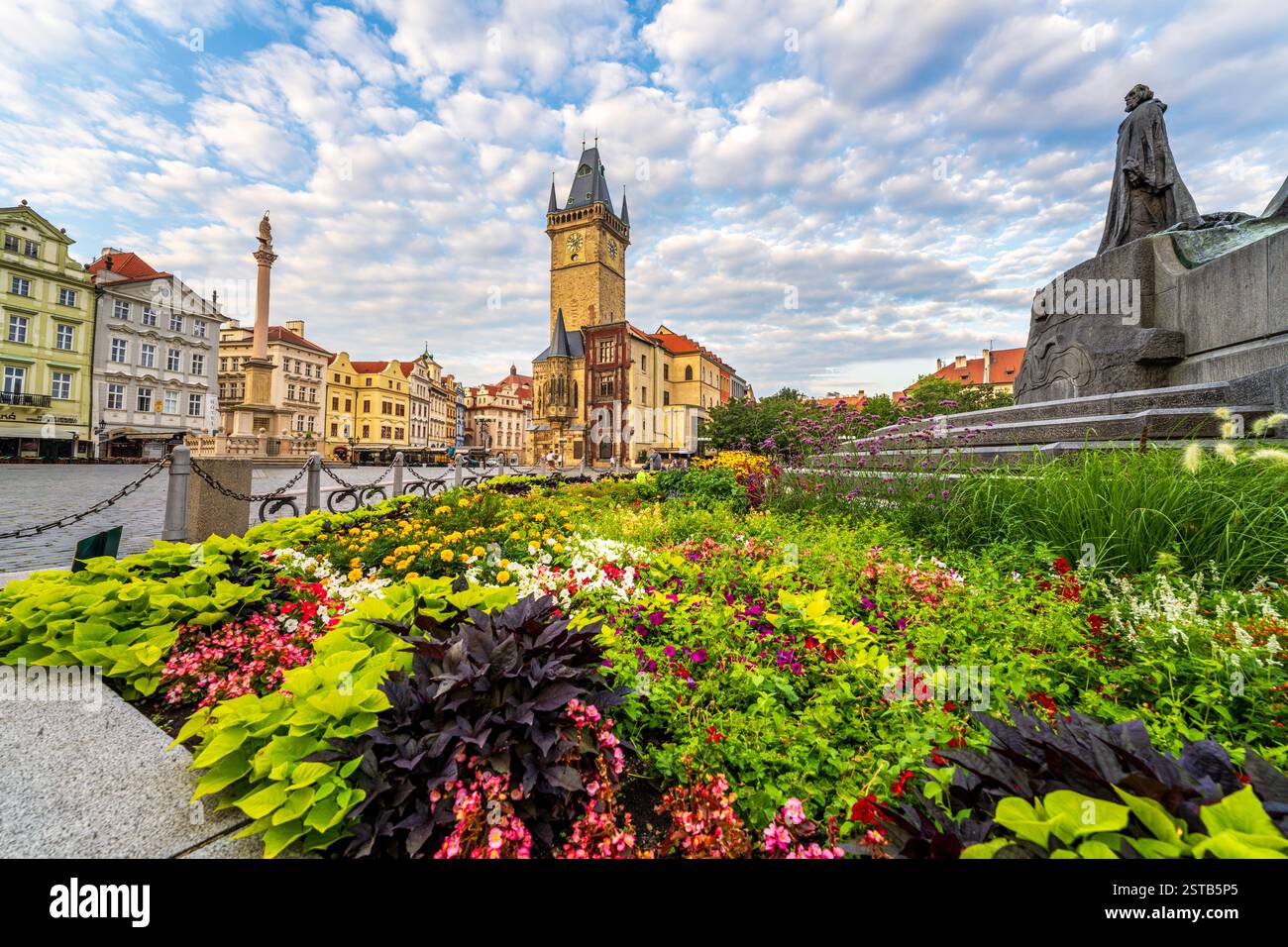 Prague panoramic cityscape of historic Old Town Square city hall, town ...