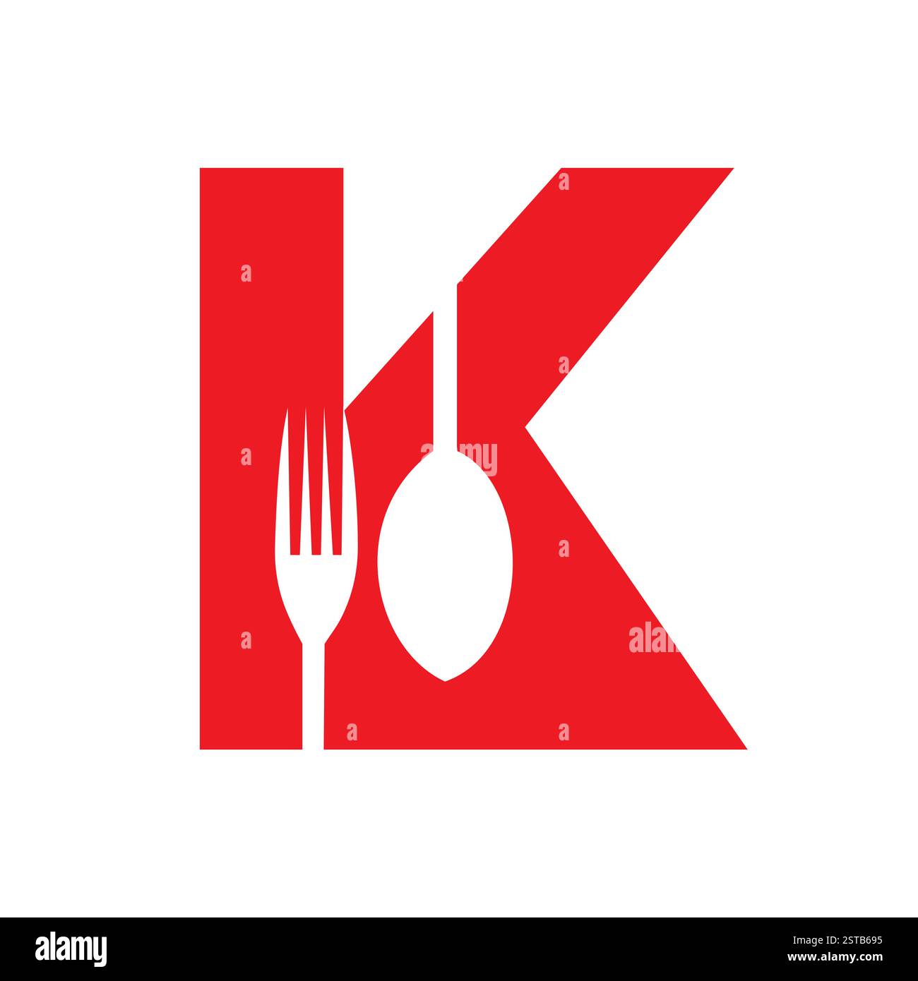 Initial Letter K Restaurant Logo Design Concept With Fork and Spoon ...