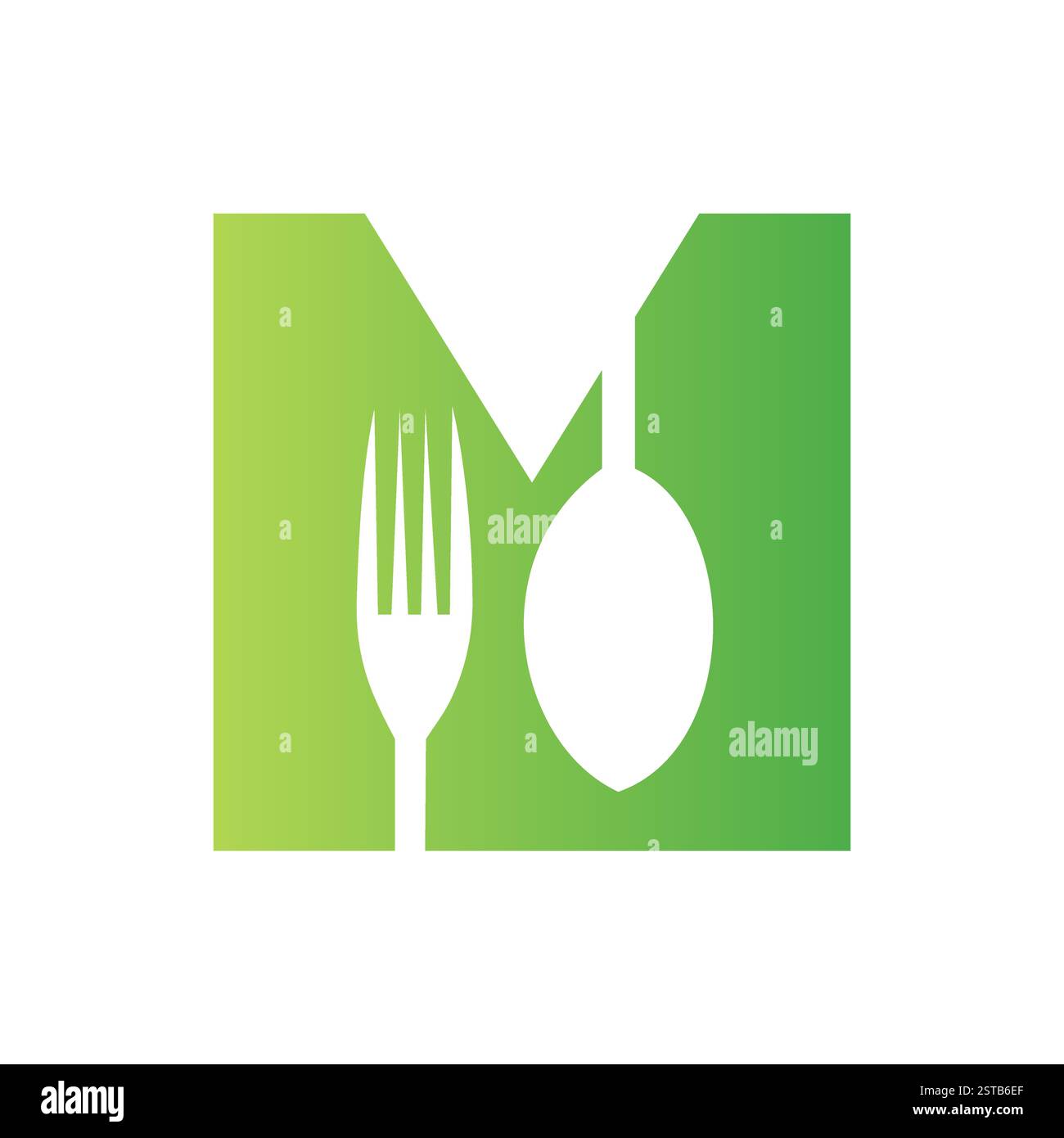 Initial Letter M Restaurant Logo Design Concept With Fork and Spoon ...