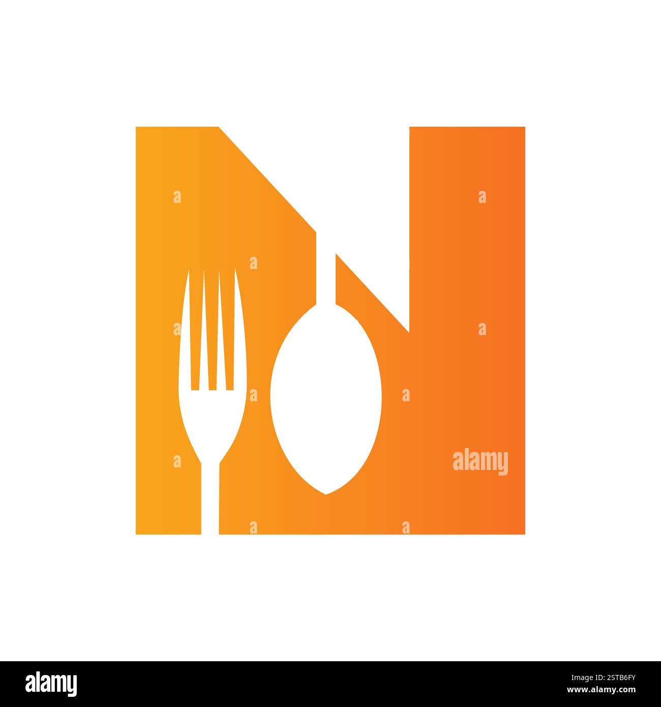 Initial Letter N Restaurant Logo Design Concept With Fork and Spoon ...