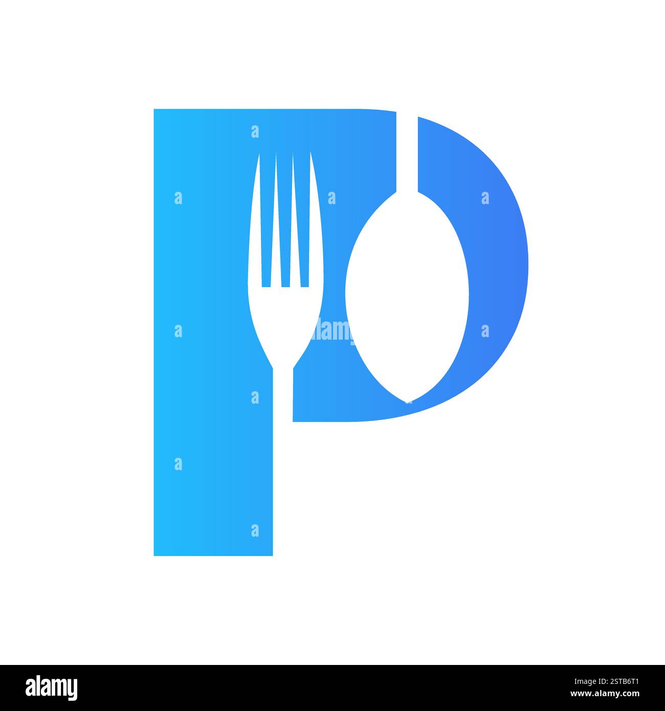 Initial Letter P Restaurant Logo Design Concept With Fork and Spoon ...