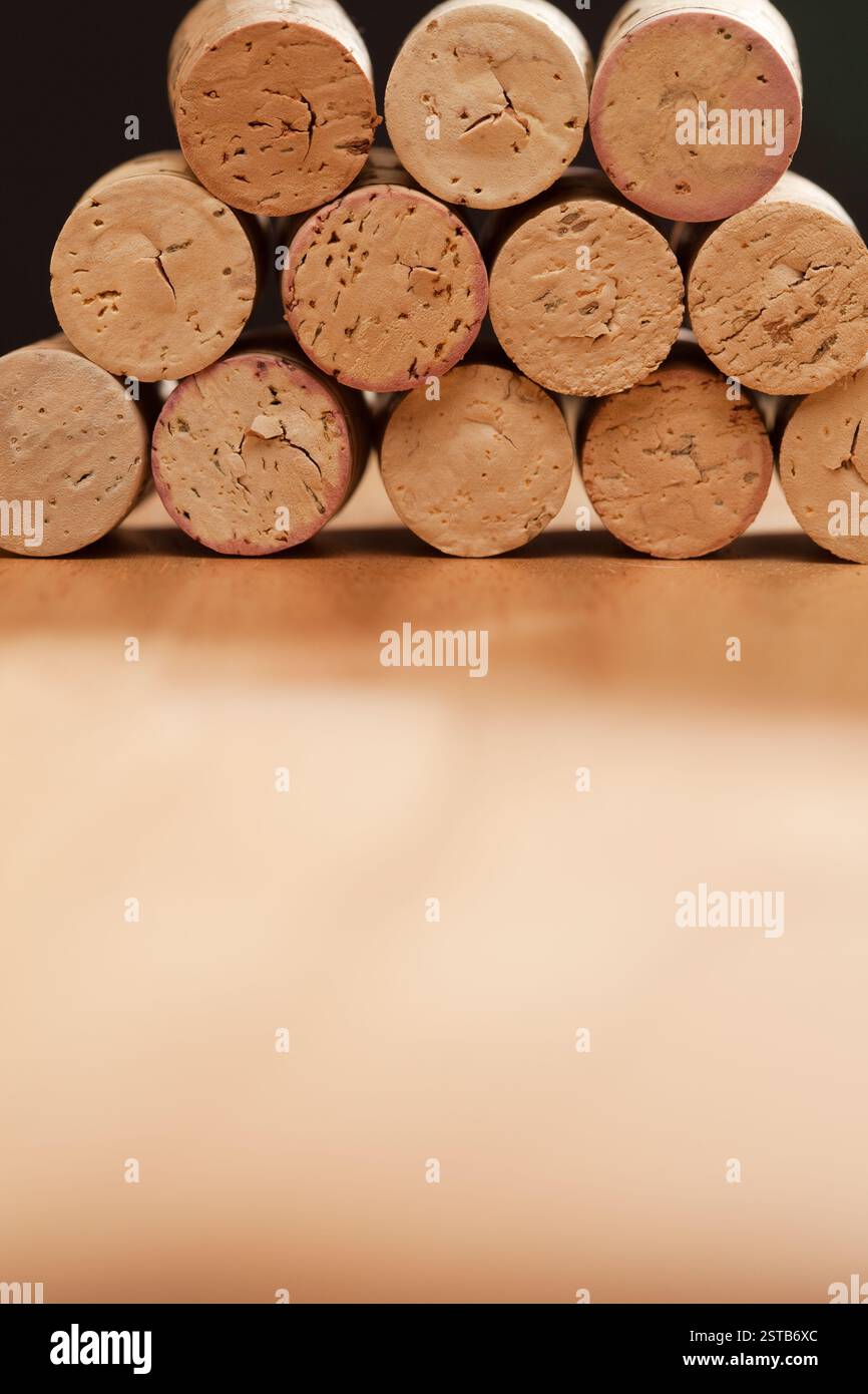 Stack of Wine Corks on a Wood Surface Stock Photo - Alamy