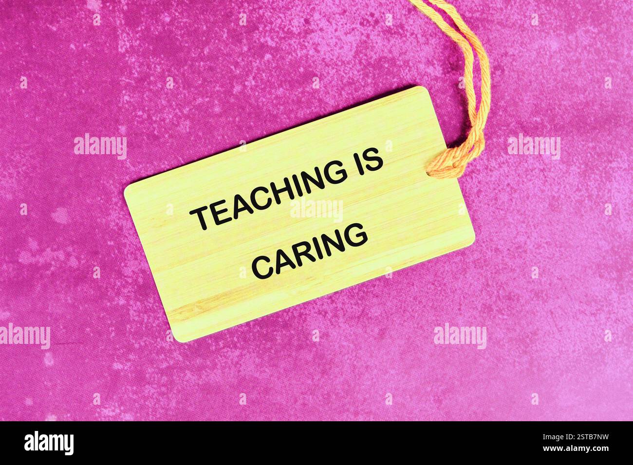 A wooden tag features the phrase Teaching is Caring, emphasizing the ...