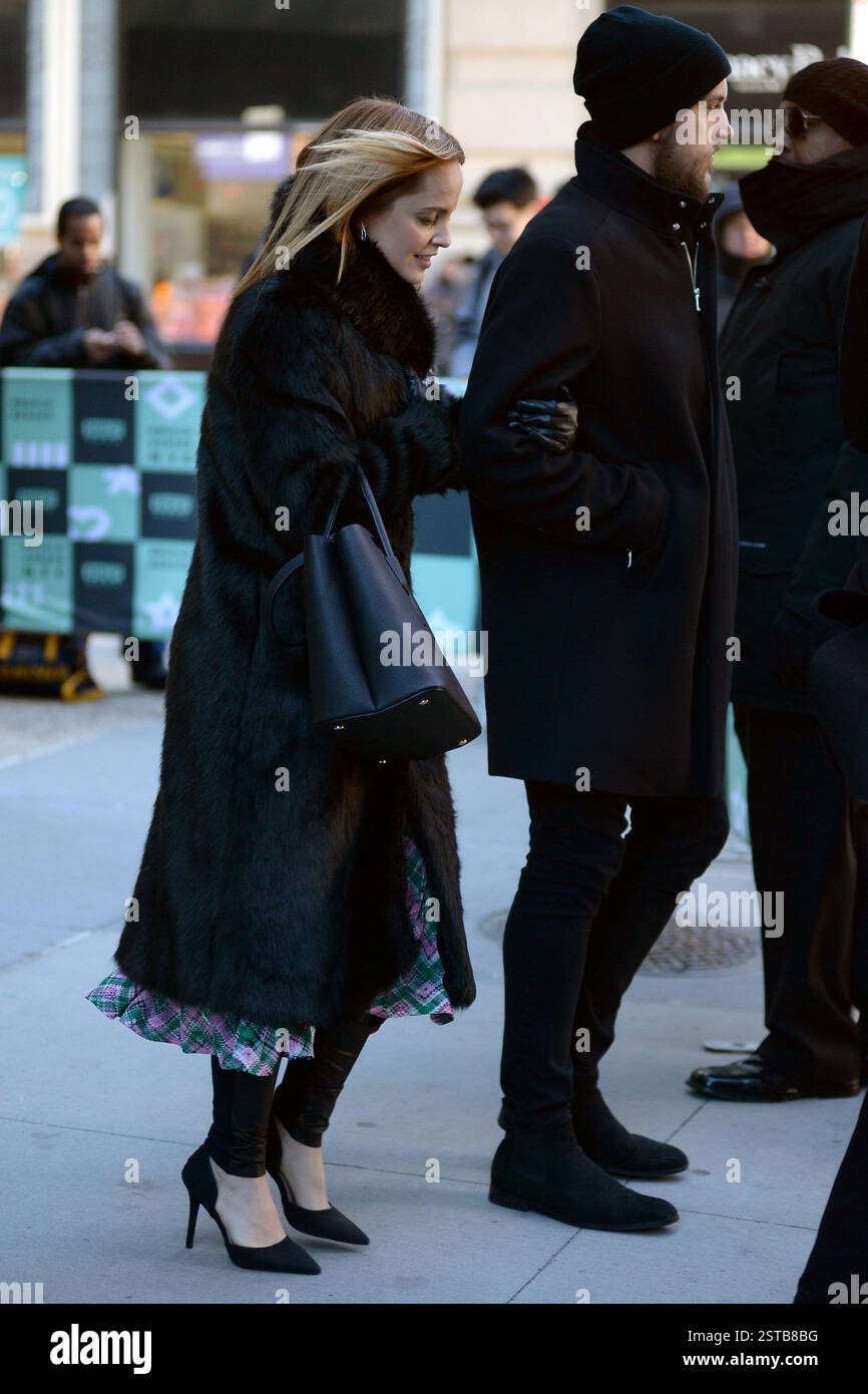 Mena Suvari and Michael Hope leave Build Series on February 2, 2018 in ...