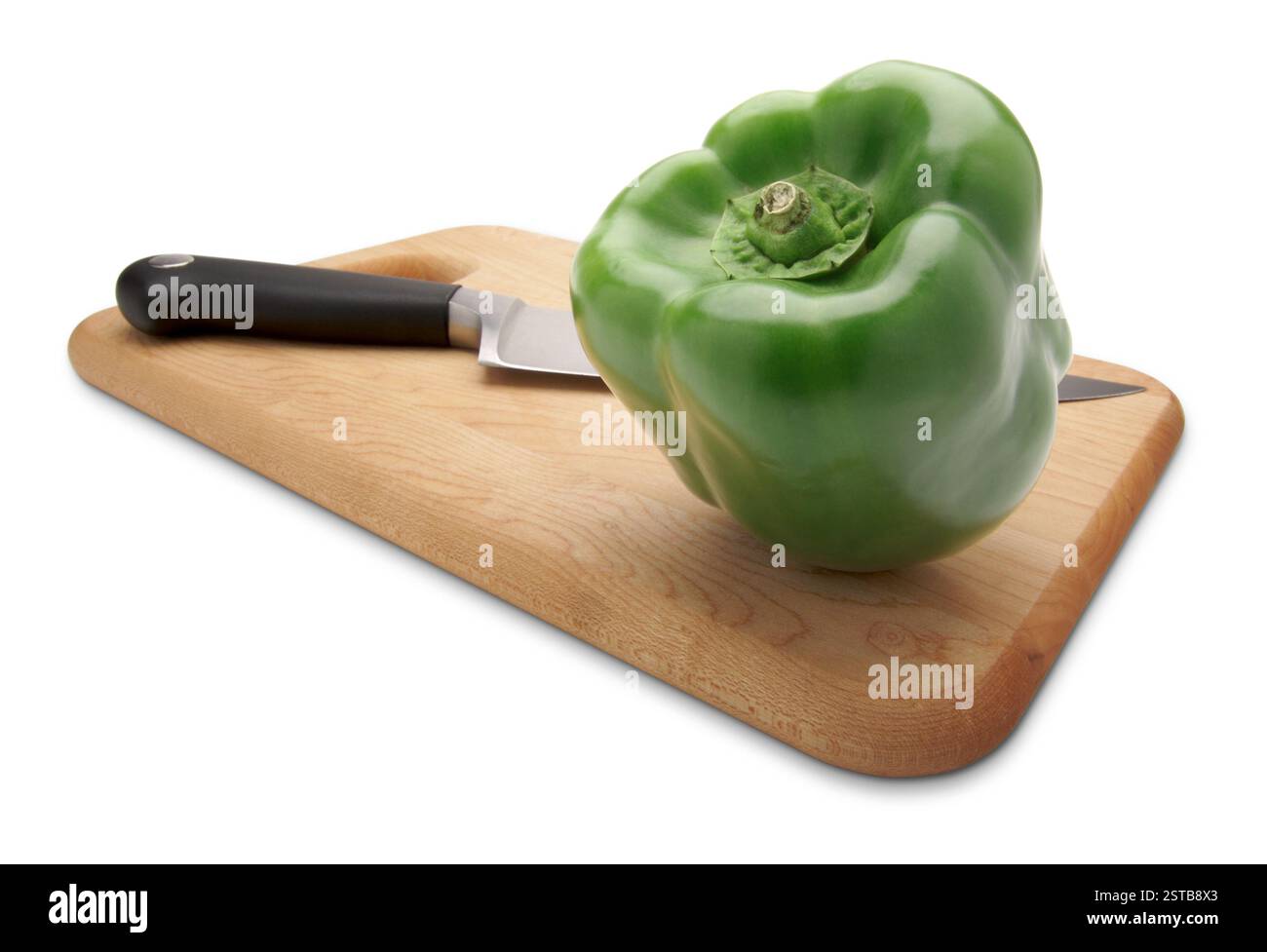 Green Bell Pepper and Knife Stock Photo - Alamy