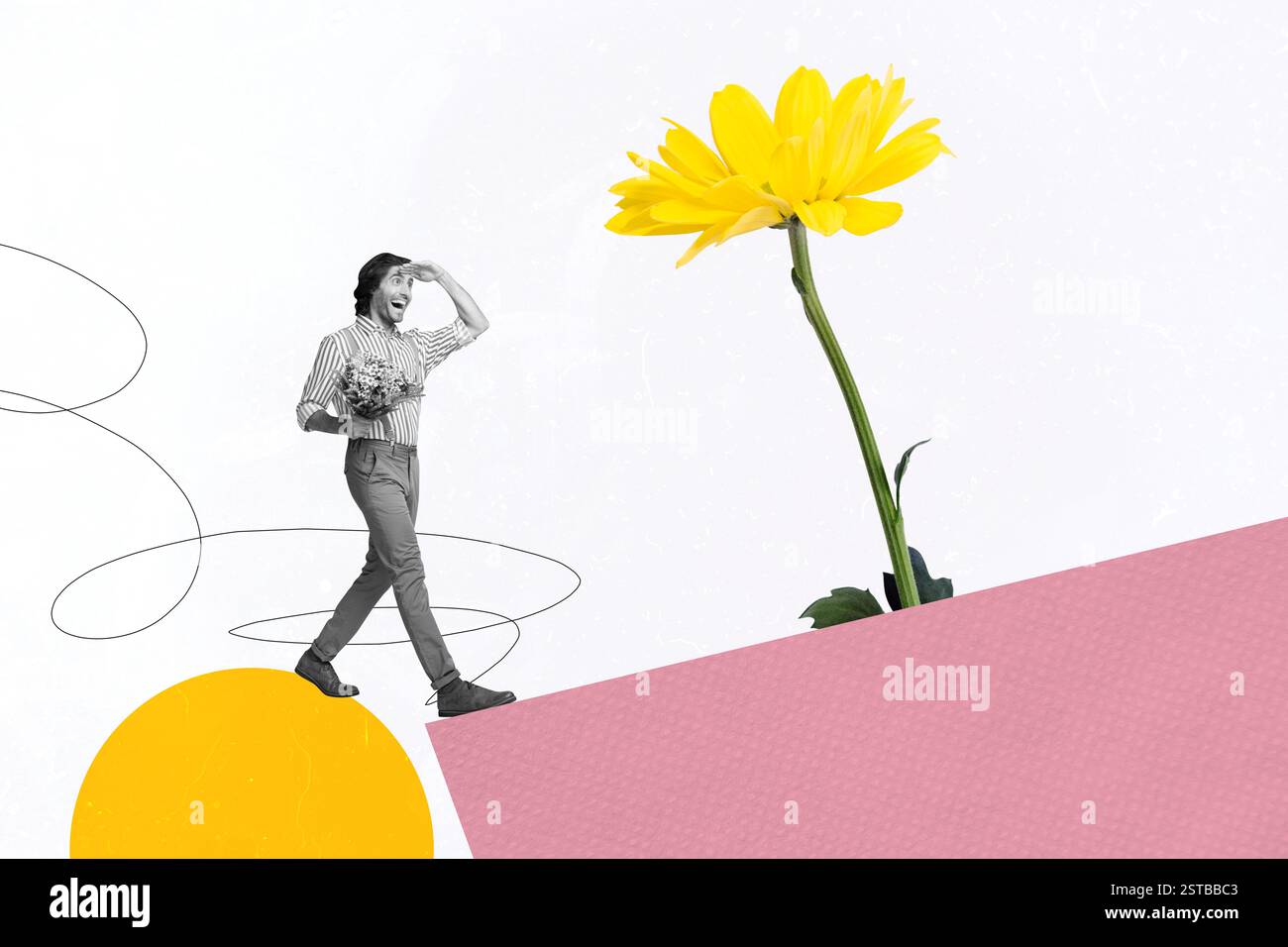 Composite art 3d creative image collage of happy man dandy carry ...