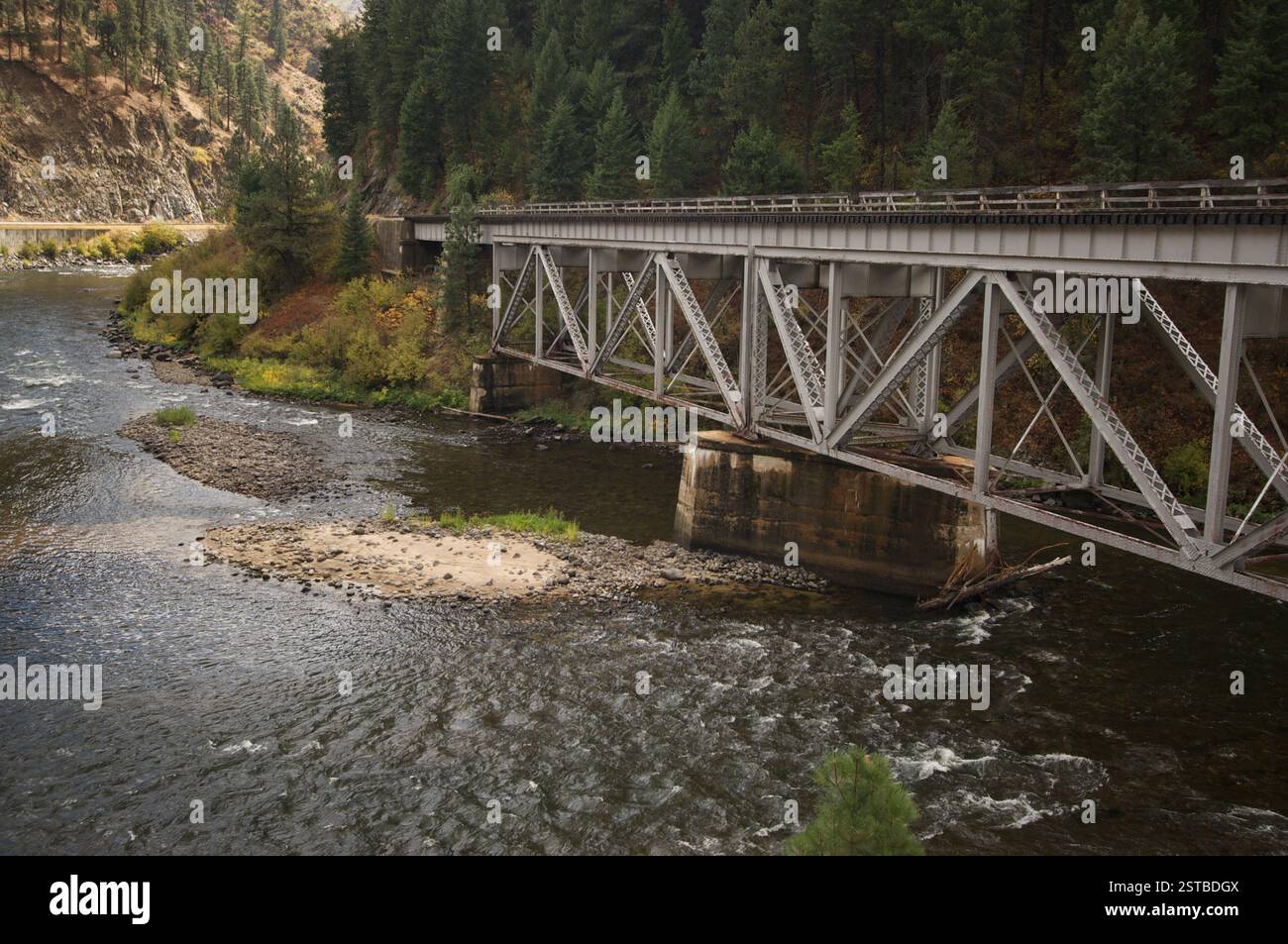 Iron Train Bridge Over Mountain River Stock Photo - Alamy