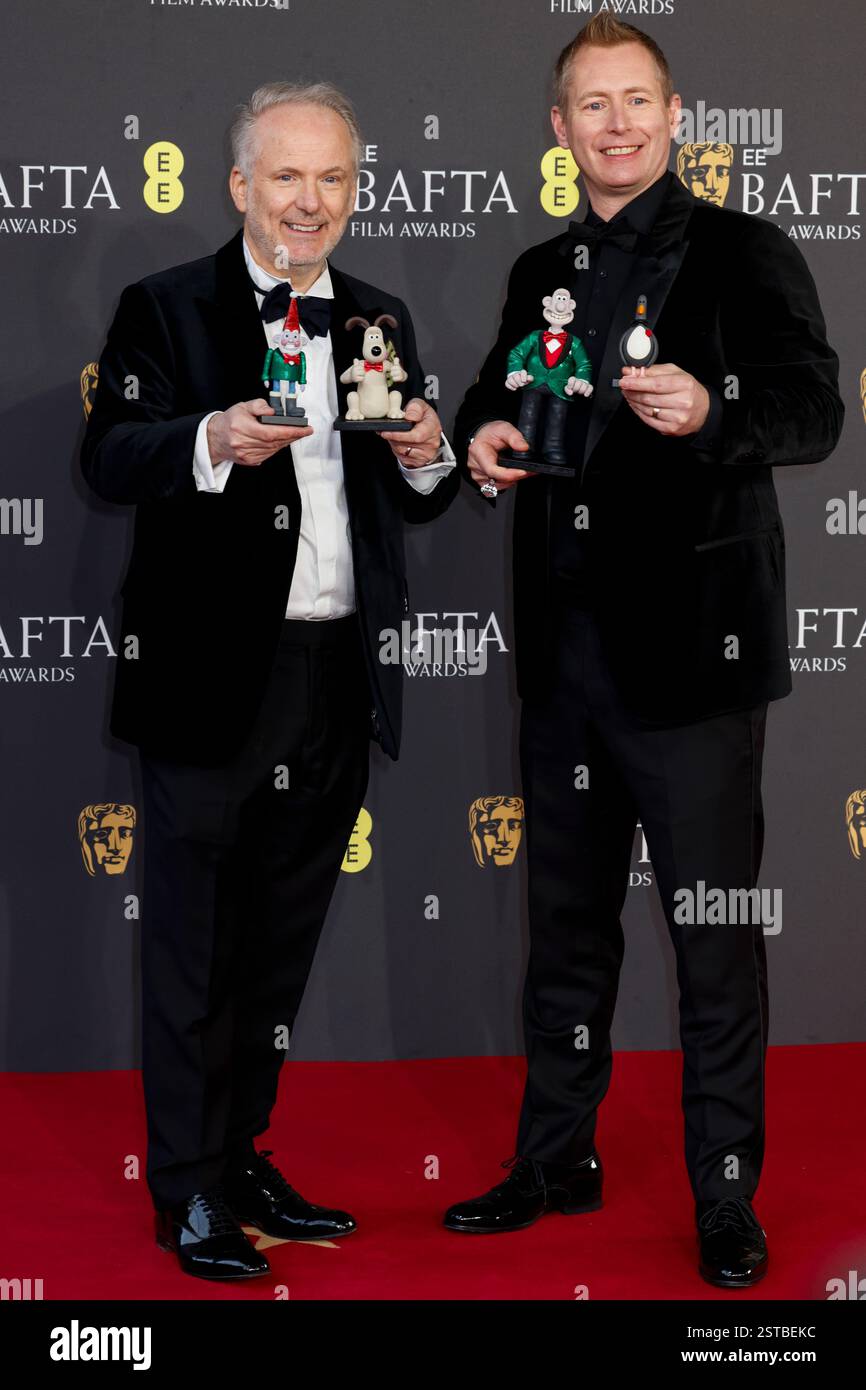 London, UK. 16th Feb, 2025. Nick Park and Merlin Crossingham attend the ...