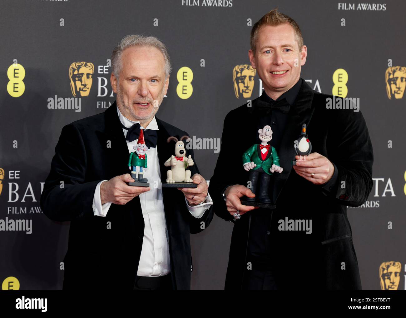 London, UK. 16th Feb, 2025. Nick Park and Merlin Crossingham attend the ...
