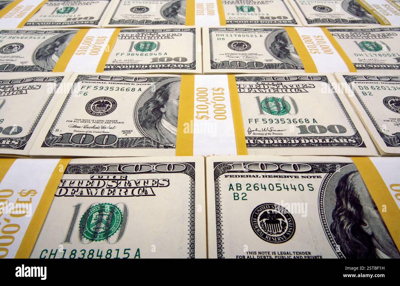 Stacks of Ten Thousand Dollar Piles of One Hundred Dollar Bills Stock ...