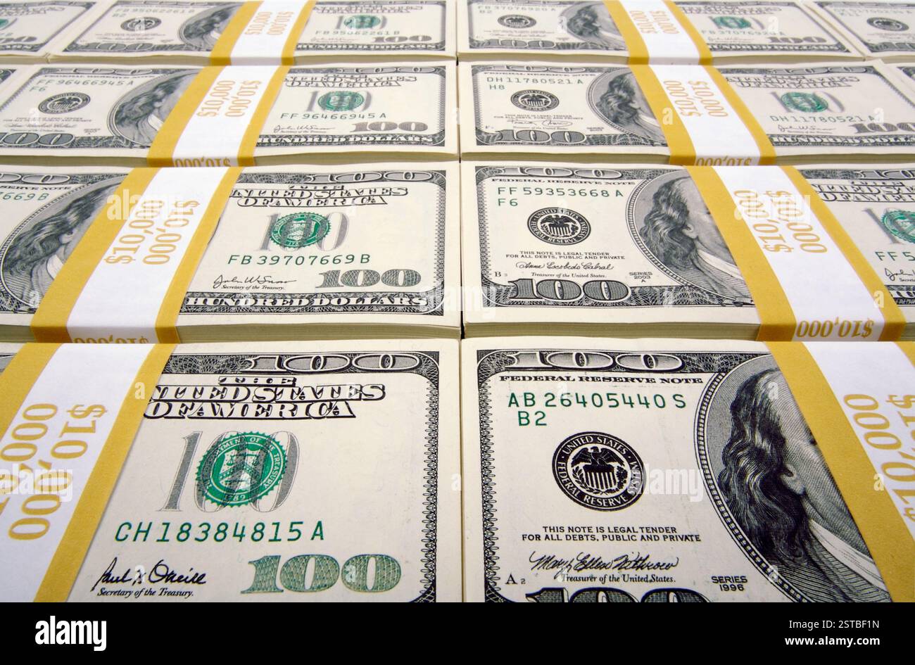 Stacks of Ten Thousand Dollar Piles of One Hundred Dollar Bills Stock ...