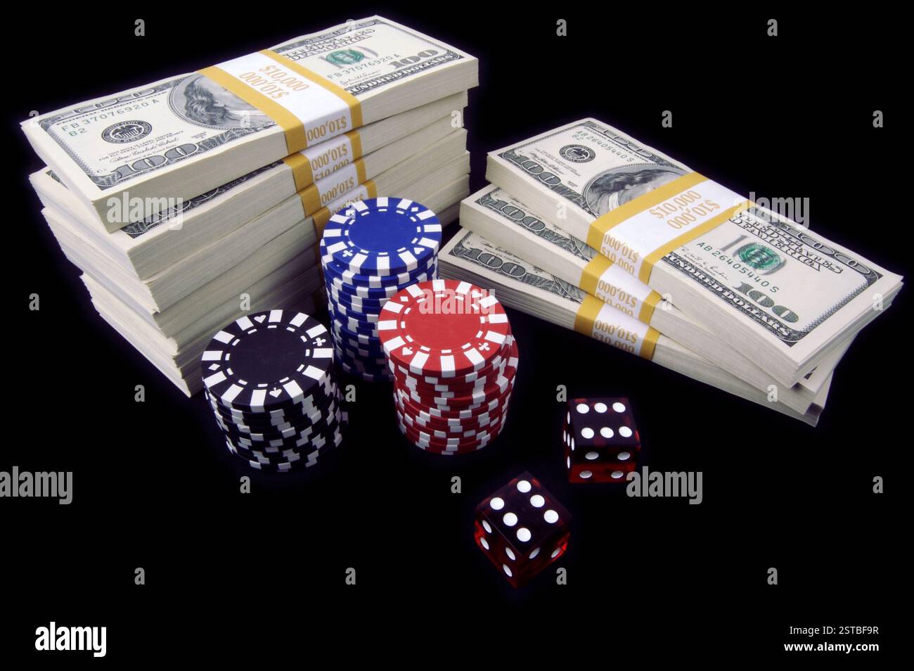 Stack of Ten Thousand Dollar Piles of One Hundred Dollar Bills, Red ...