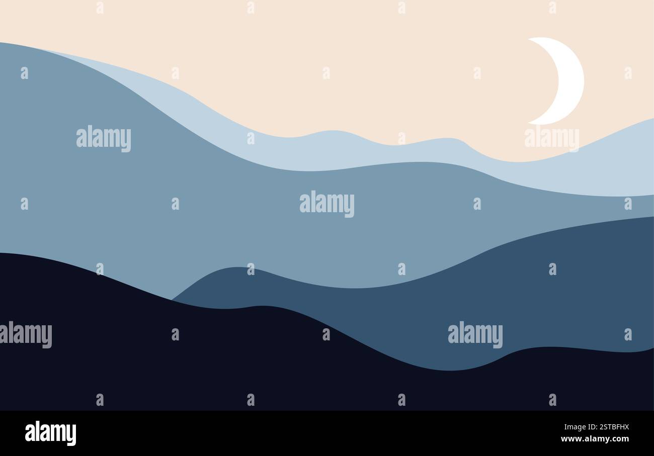 Minimalist mountain moon night hi-res stock photography and images - Alamy