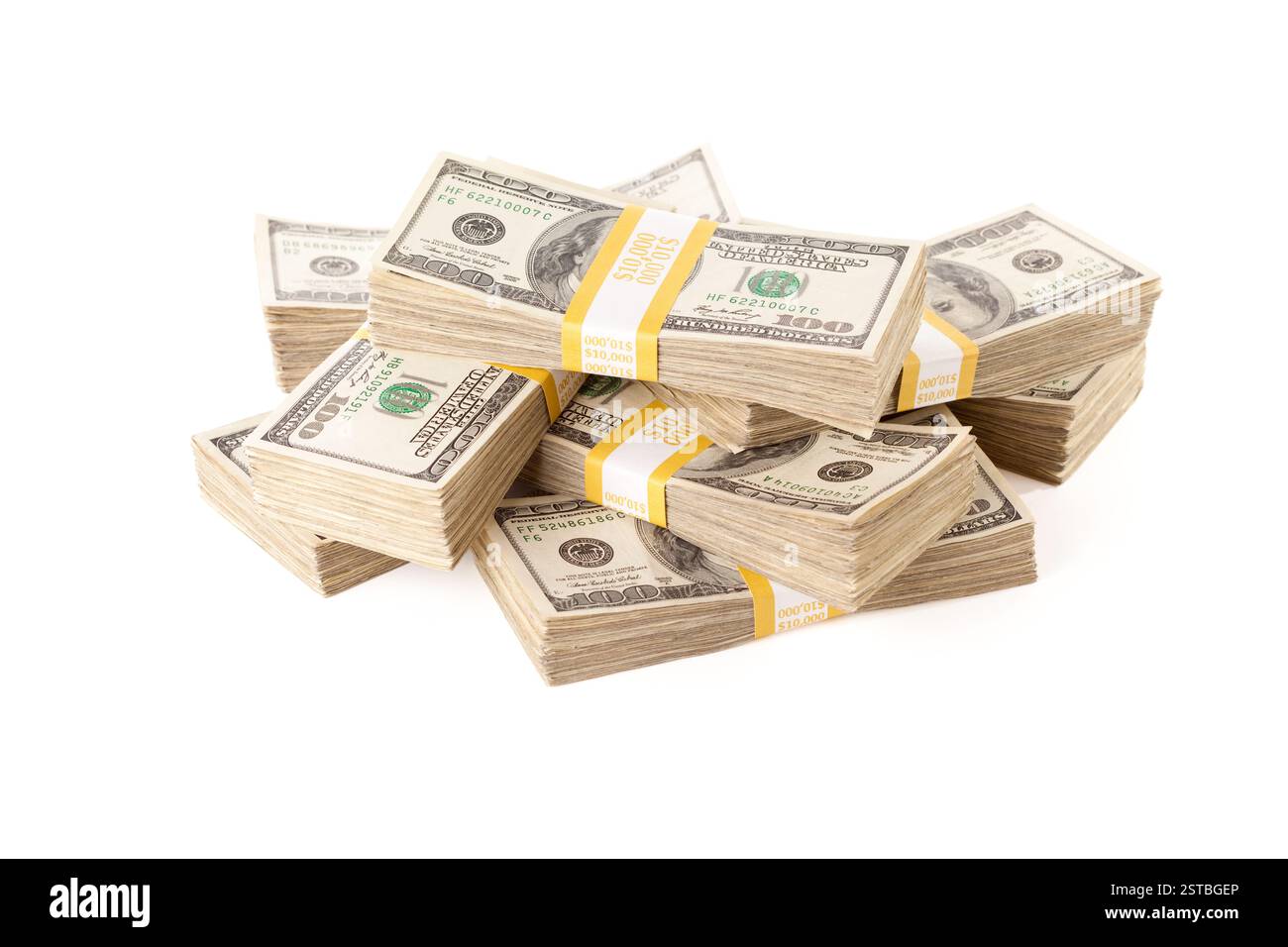 Stacks of Ten Thousand Dollar Piles of One Hundred Dollar Bills ...