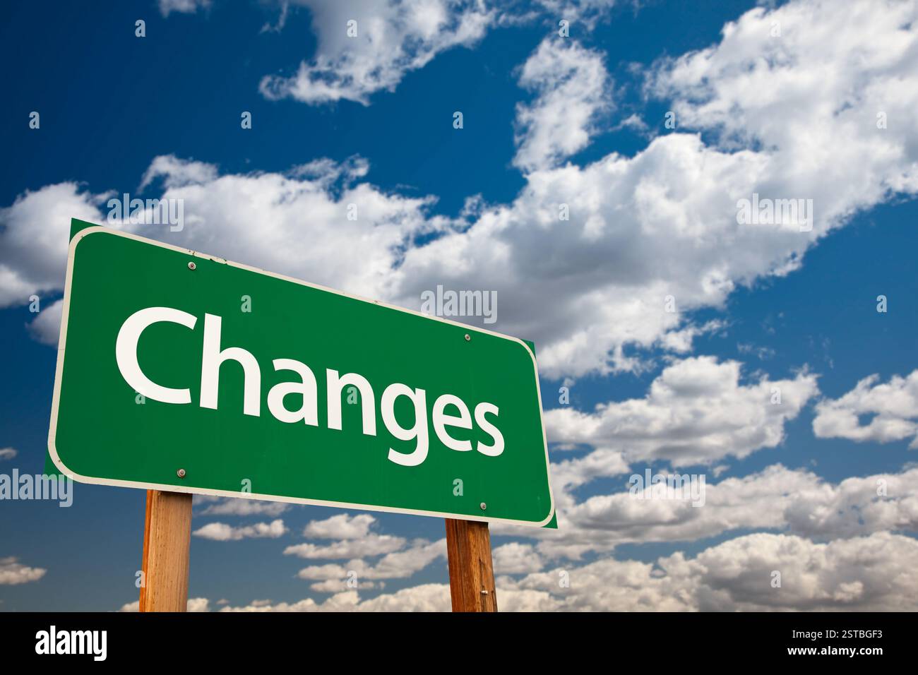 Changes Green Road Sign with Copy Room Over The Dramatic Clouds and Sky ...