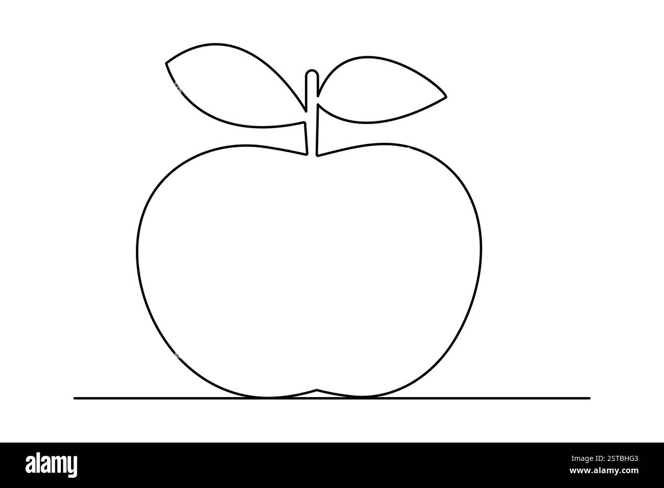 Apple one line drawing of minimalist vector icon with black and white ...