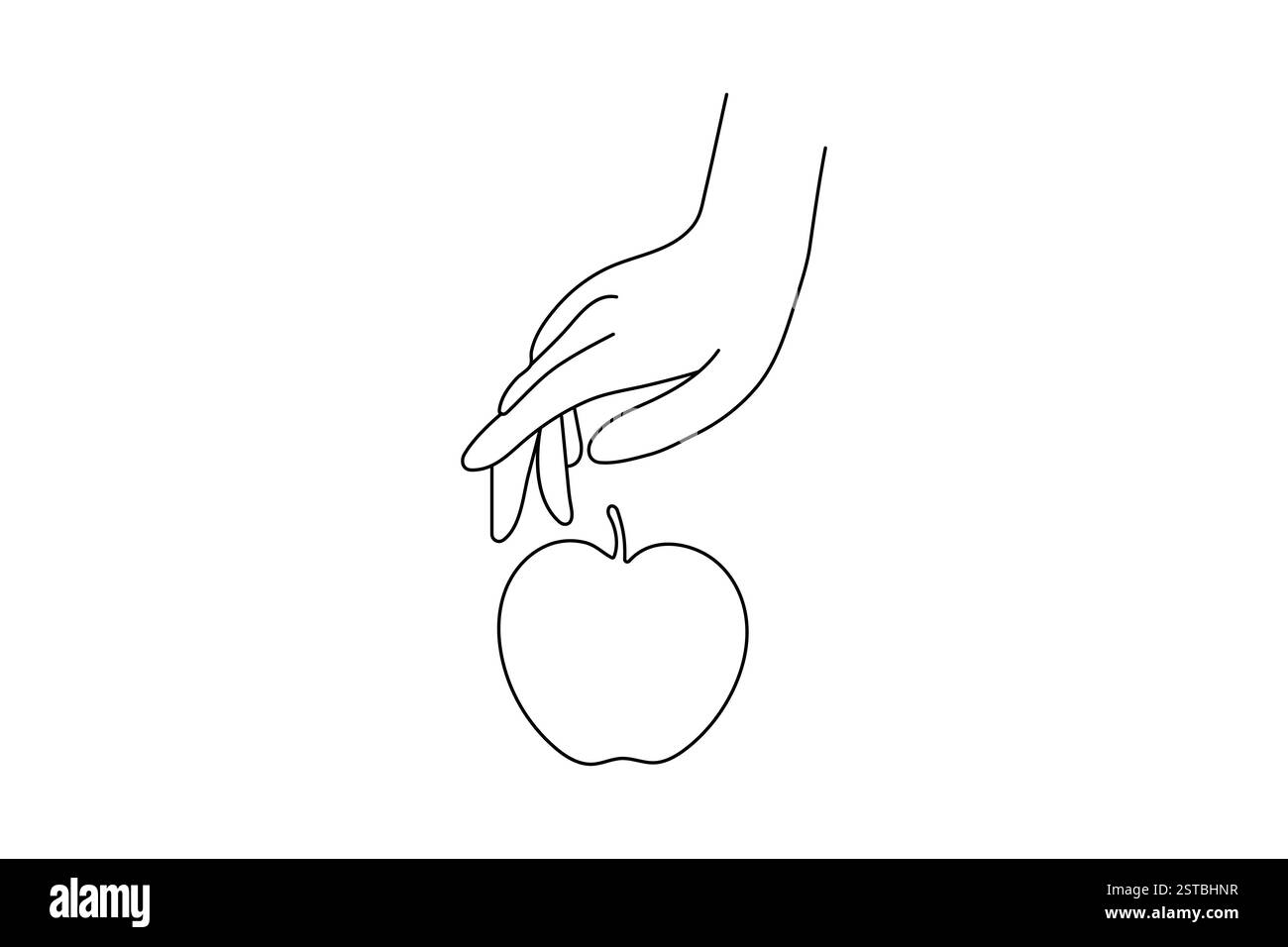 Apple one line drawing of minimalist vector icon with black and white ...