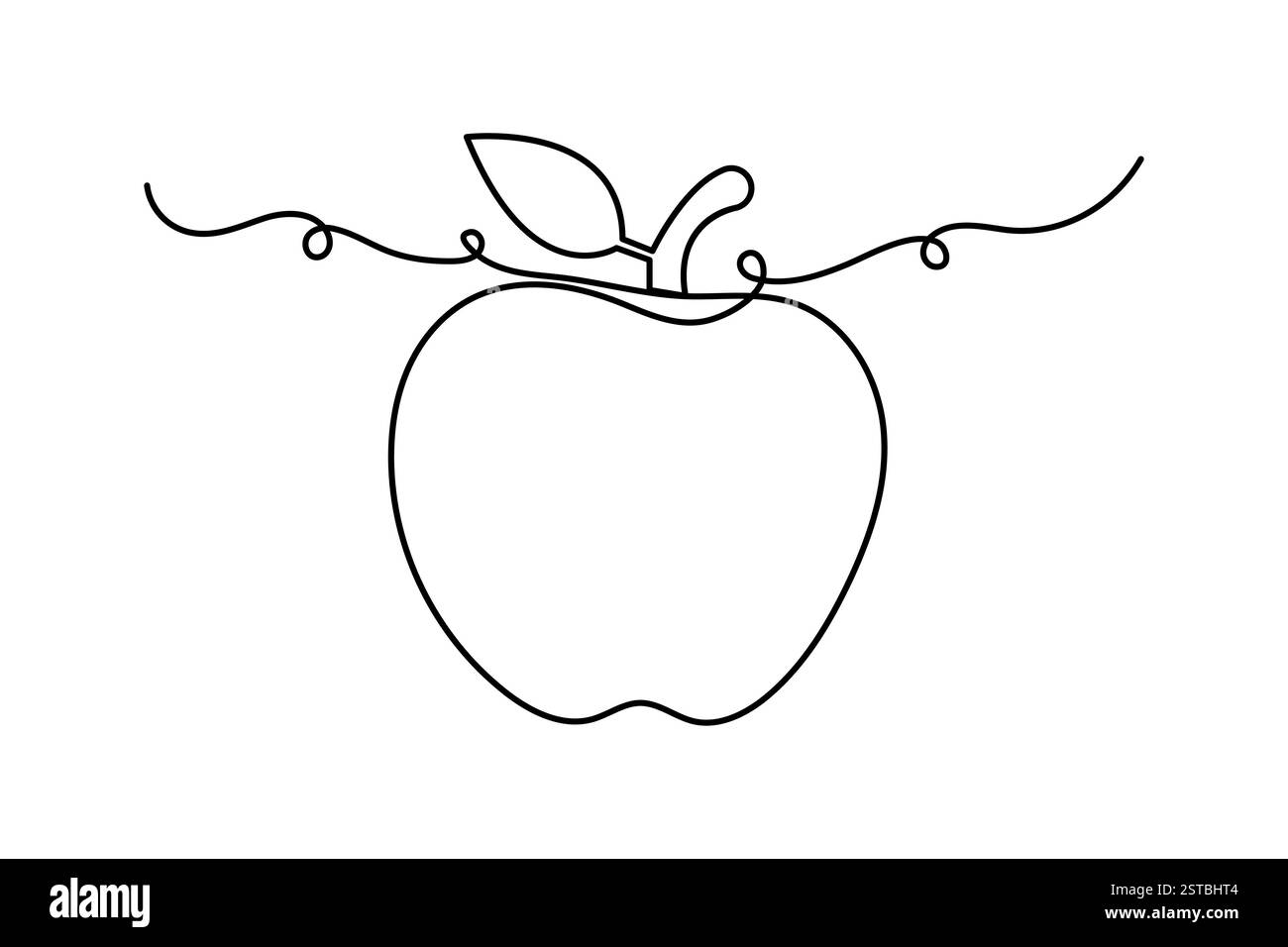 Apple one line drawing of minimalist vector icon with black and white ...