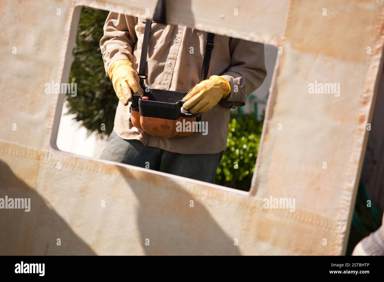 Utility Worker Using Remote Crane Controller Stock Photo - Alamy