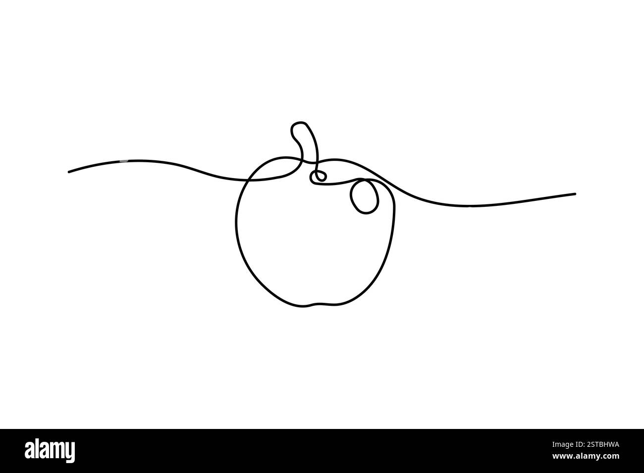 Apple one line drawing of minimalist vector icon with black and white ...