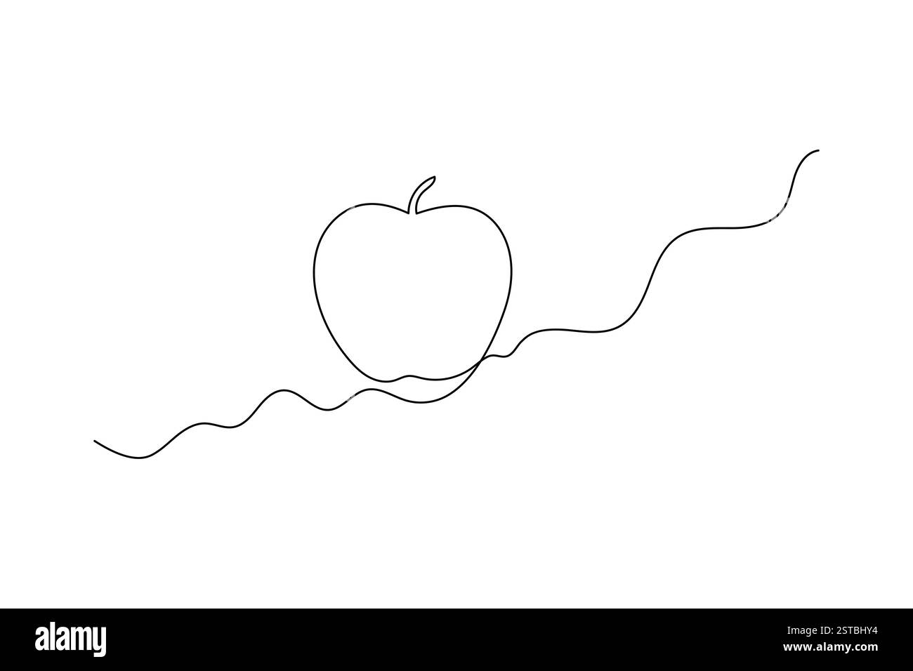 Apple one line drawing of minimalist vector icon with black and white ...