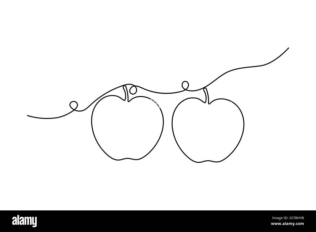 Apple one line drawing of minimalist vector icon with black and white ...