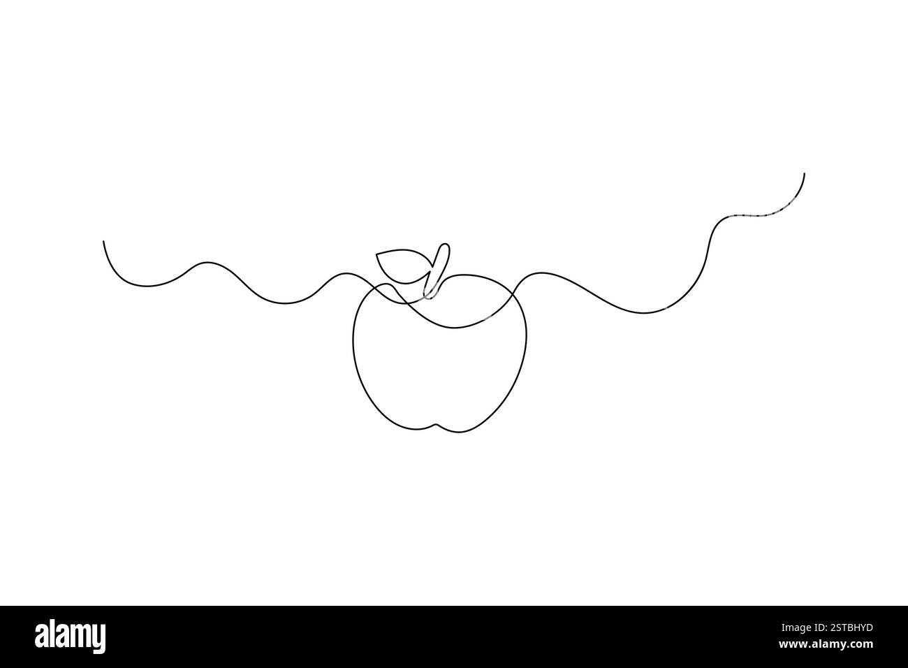 Apple one line drawing of minimalist vector icon with black and white ...
