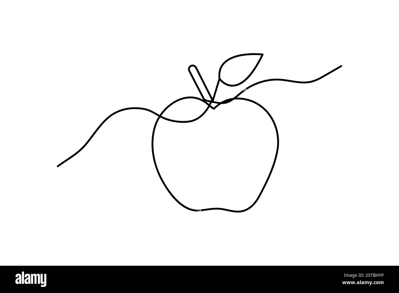 Apple one line drawing of minimalist vector icon with black and white ...