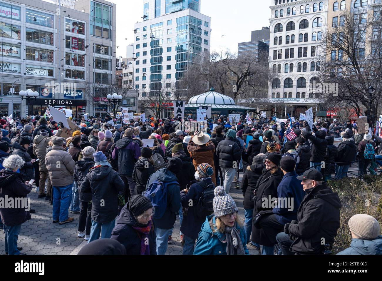 New York, New York, USA. 17th Feb, 2025. Members of Rise and Resist ...