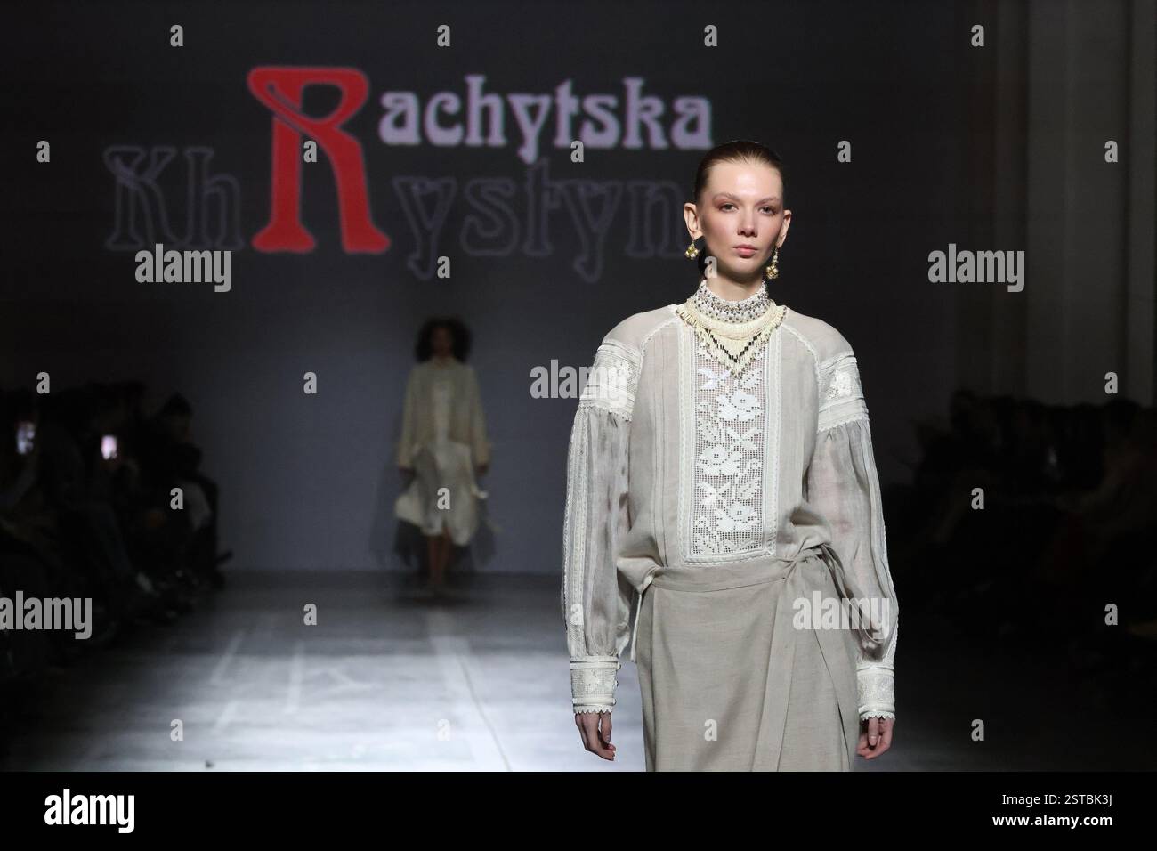 Non Exclusive: KYIV, UKRAINE - FEBRUARY 15, 2025 - A model shows off an ...