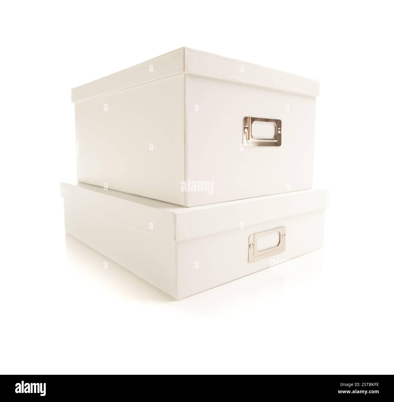 Stacked White File Boxed Isolated on Background Stock Photo - Alamy