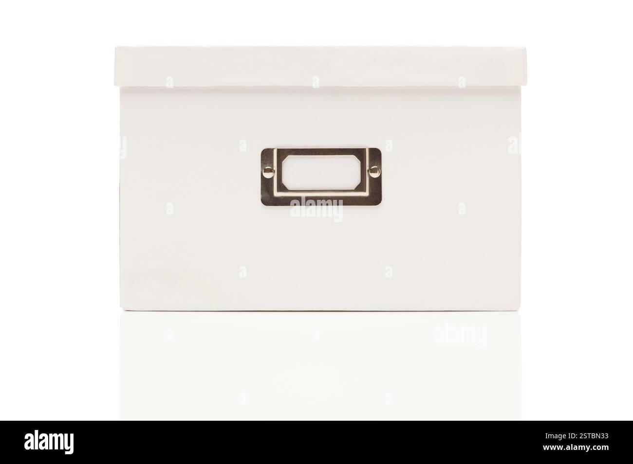 Blank White File Box with Lid on White Stock Photo - Alamy
